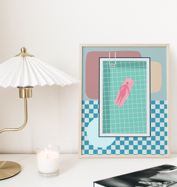 Pool Print Swimming Pool Wall Art Colorful Digital Art - Etsy