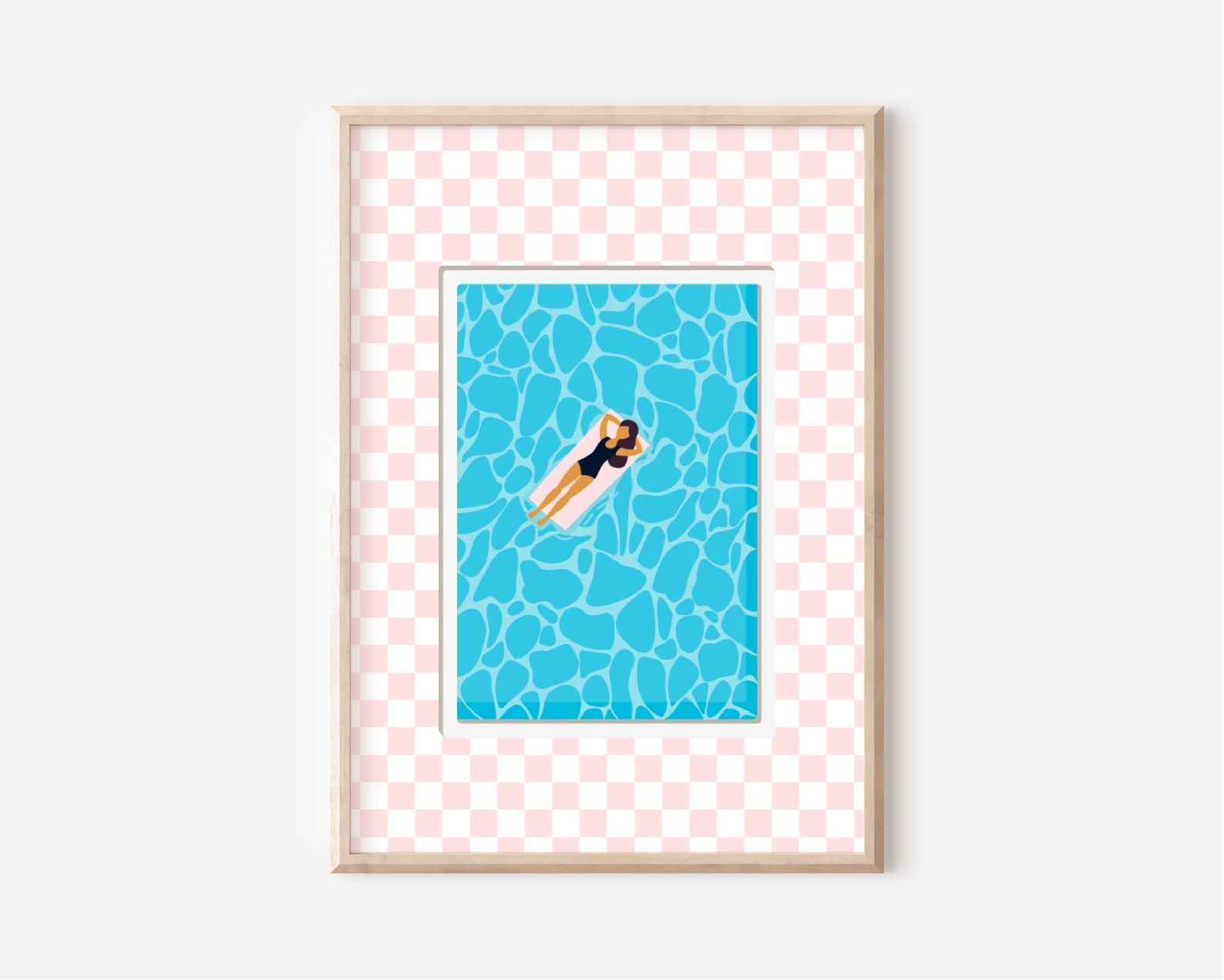 Swimming Pool Print Pink Pool Poster Pool Float Art Boho - Etsy