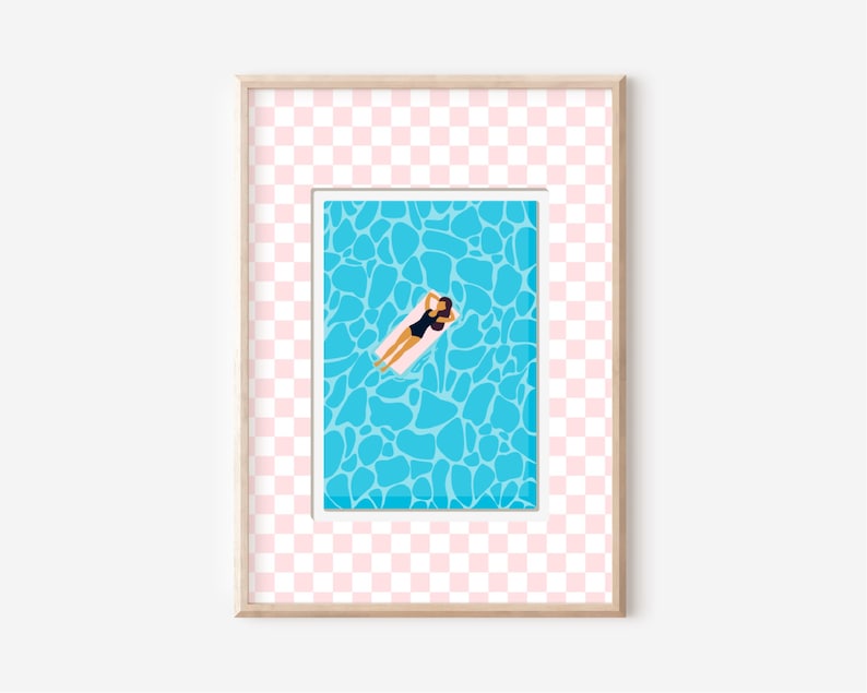 Swimming Pool Print Pink Pool Poster Pool Float Art Boho Digital Art ...