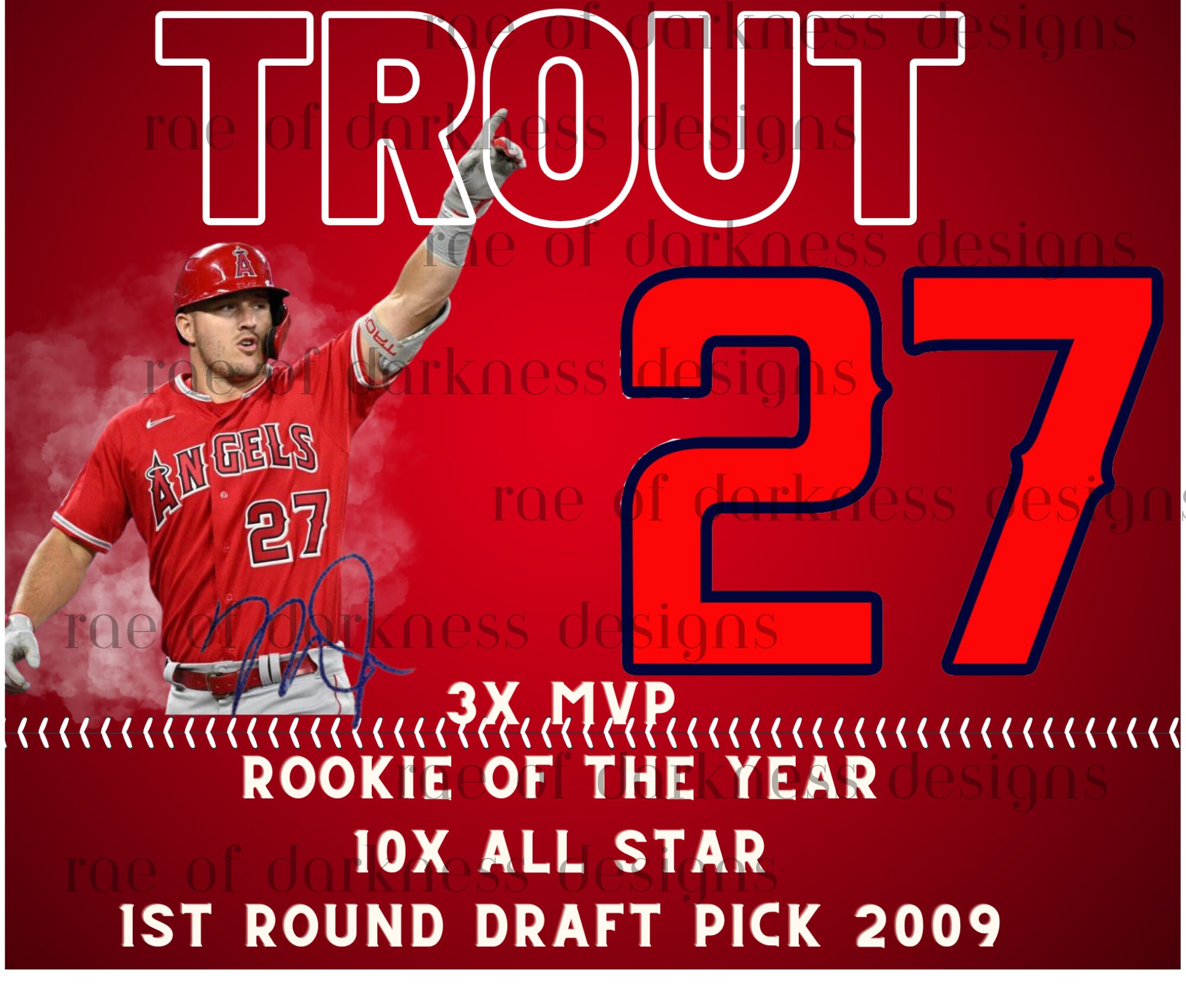 Mike Trout PNG, PDF, JPG File Tumbler for Sublimation Angels Wrap - Etsy