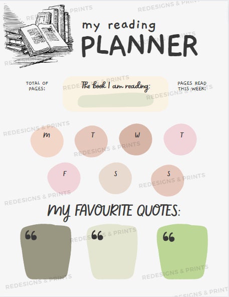 Reading Log, Reading Journal, TBR List, Weekly Reading Goal, Book ...