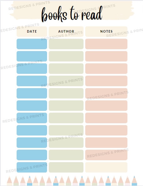 Reading Log, Reading Journal, TBR List, Weekly Reading Goal, Book ...
