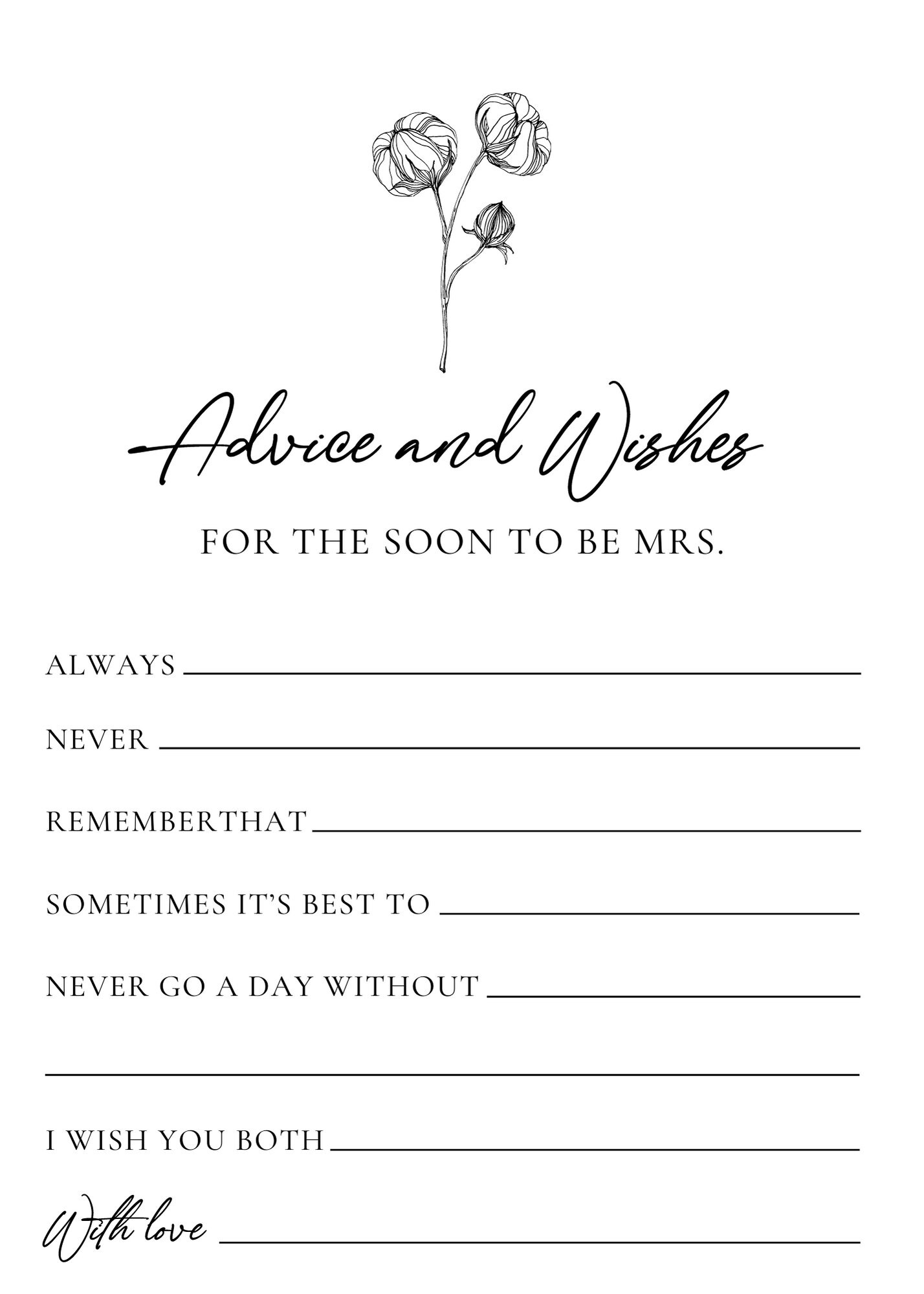 Advice and Wishes - Bridal Shower - Etsy
