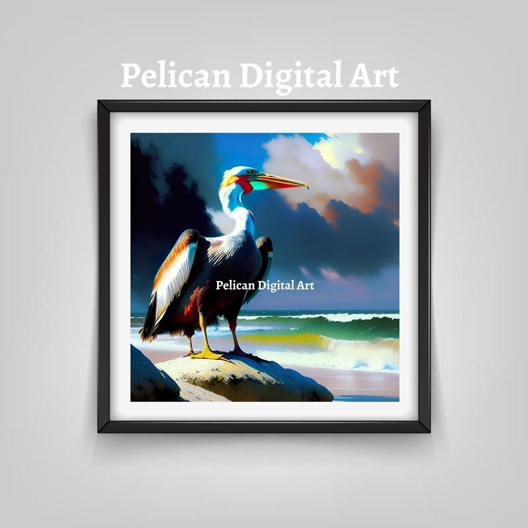 Vibrant Pelican Digital Art, Pelican Art, Pelican Wall Art, Pelican ...