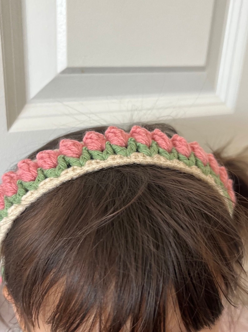 Crochet Tulip Hair Band, Crochet Hair Accessory, Cute Hairband for ...