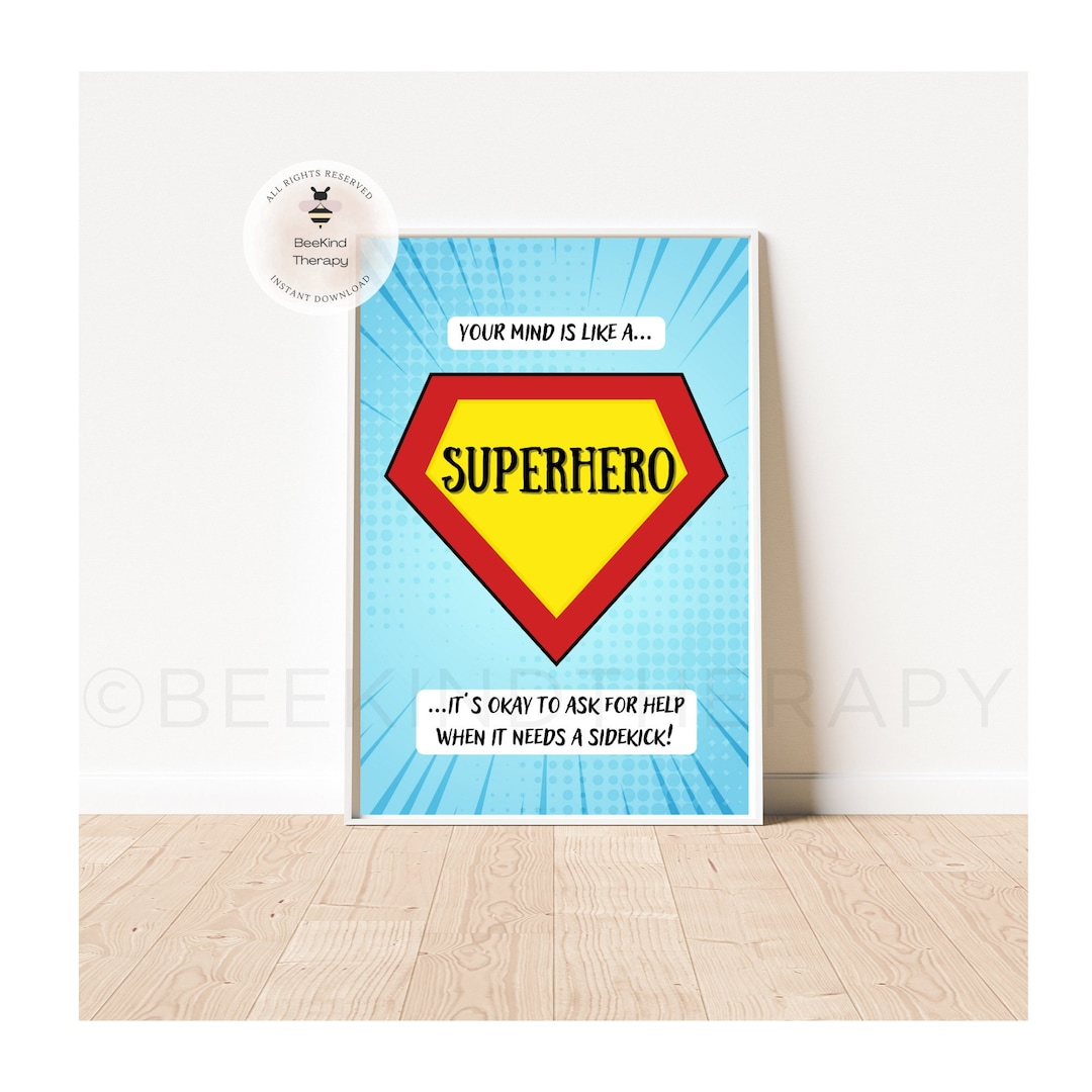 Mental Health Superhero Poster: Therapy Office Decor (digital Download ...