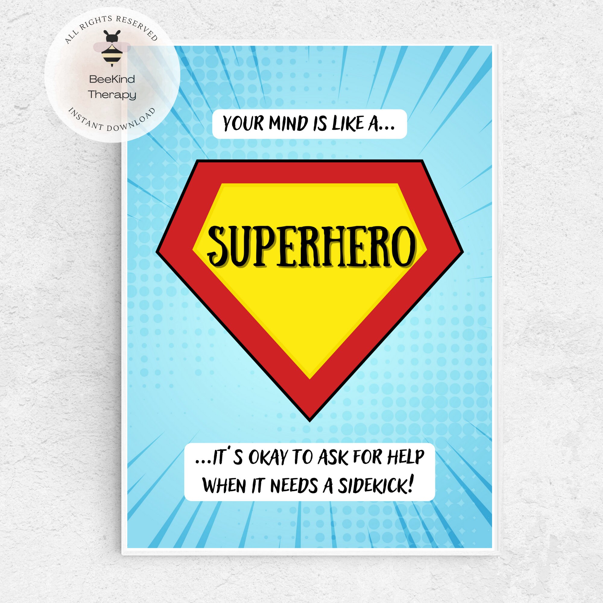 Mental Health Superhero Poster: Therapy Office Decor (digital Download ...