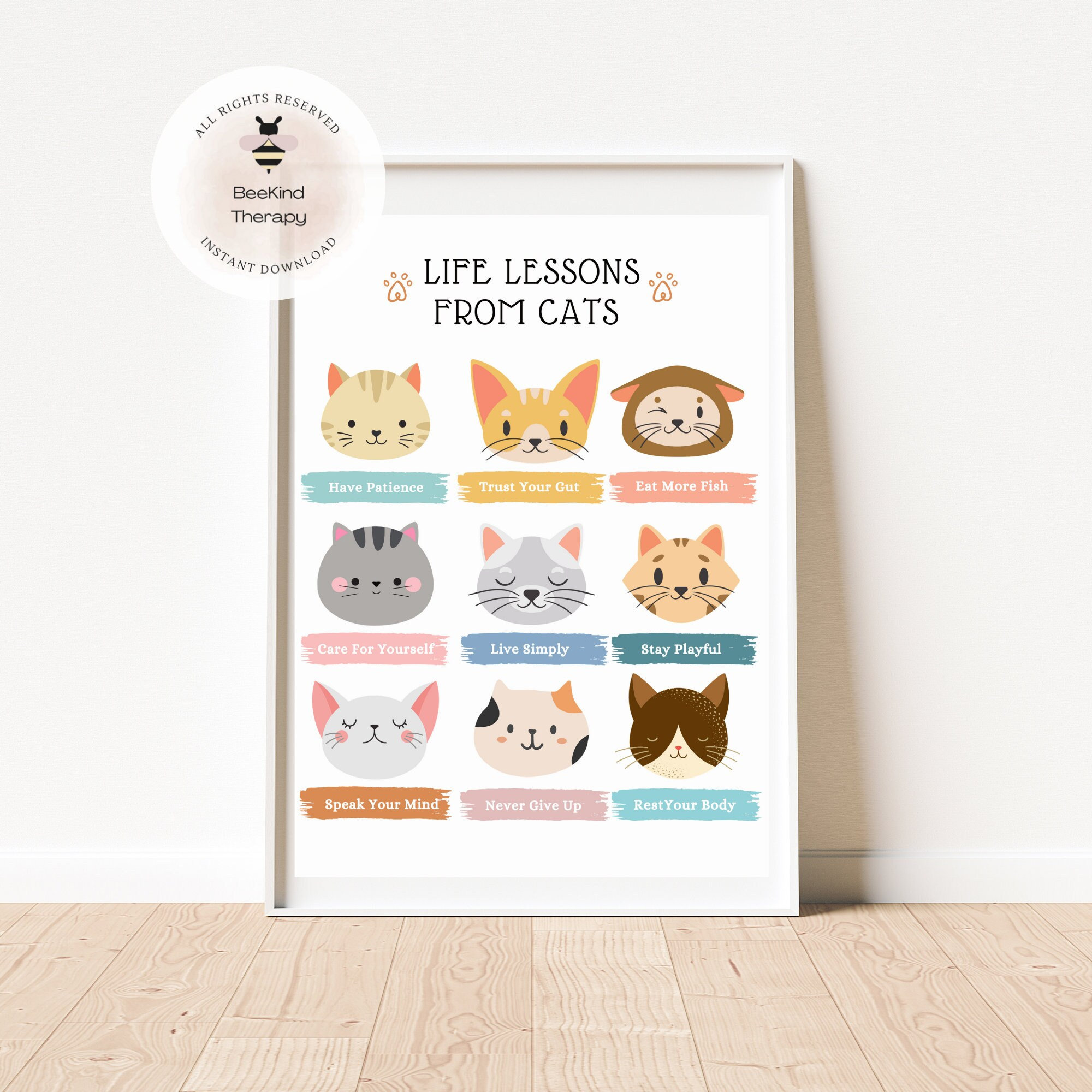 Life Lessons From Cats Poster: Playroom Decor (digital Download) - Etsy