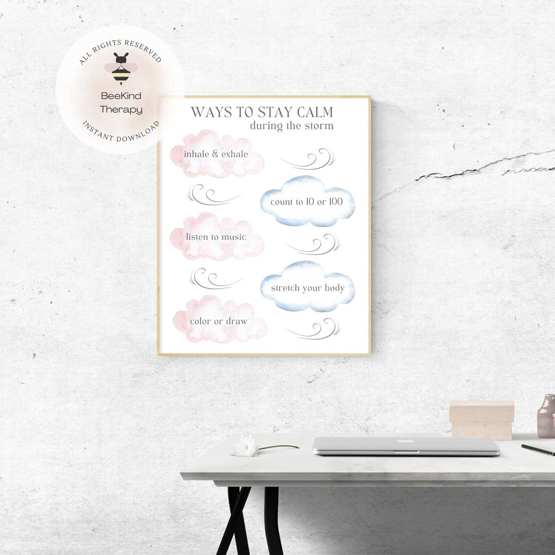Calm Down Corner Poster: Coping Skills, Therapy Office Decor (digital ...