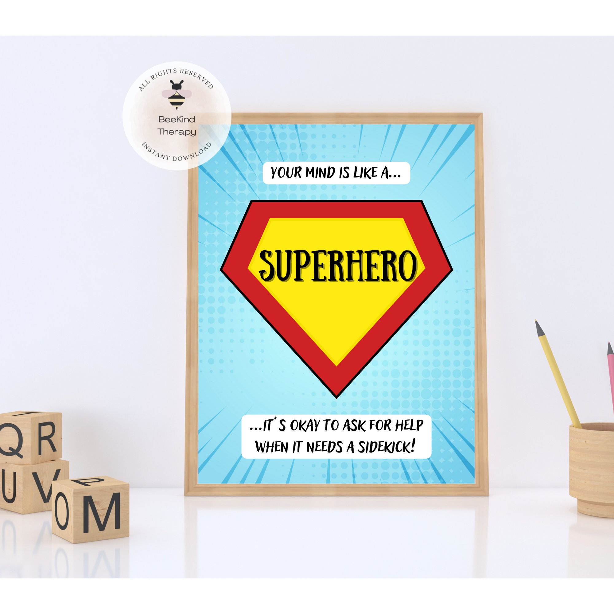 Mental Health Superhero Poster: Therapy Office Decor (digital Download ...