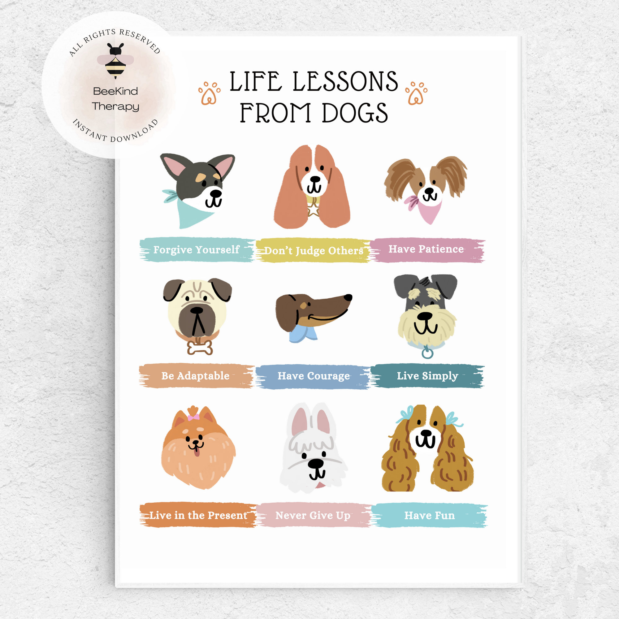 Life Lessons From Dogs Poster: Positive Affirmations Print (digital ...