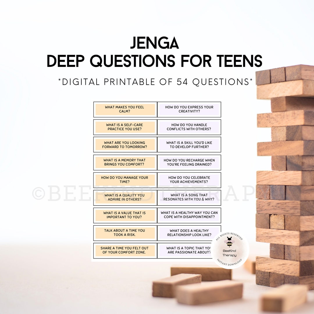 Jenga Conversation Questions for Teens, Therapy Game Tools, Game for ...