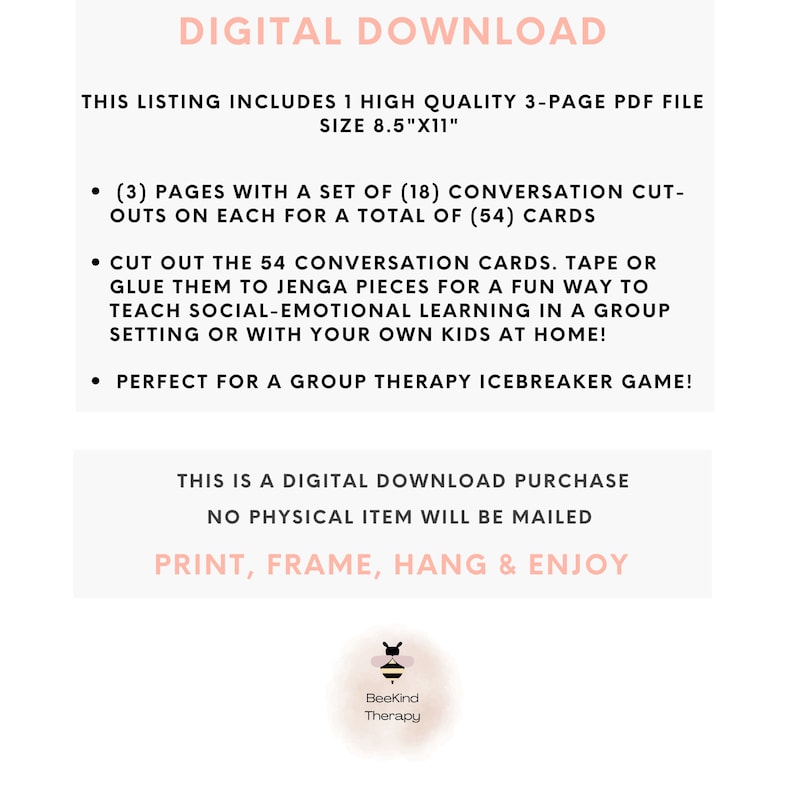 Tumbling Tower Conversation Starter: Therapy Game for Teens (digital ...