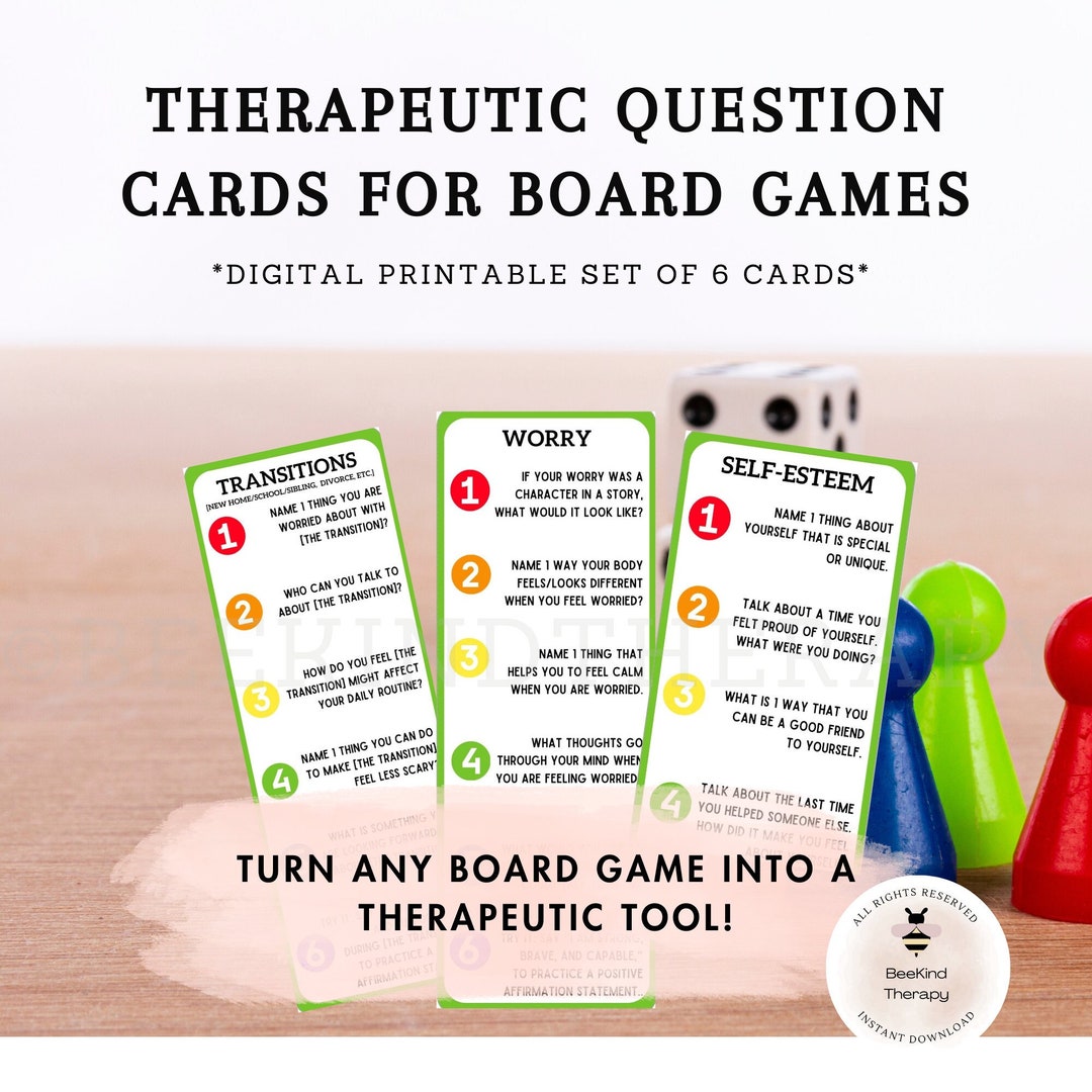 Therapeutic Question Cards for Board Games, Counseling and Therapy Game ...
