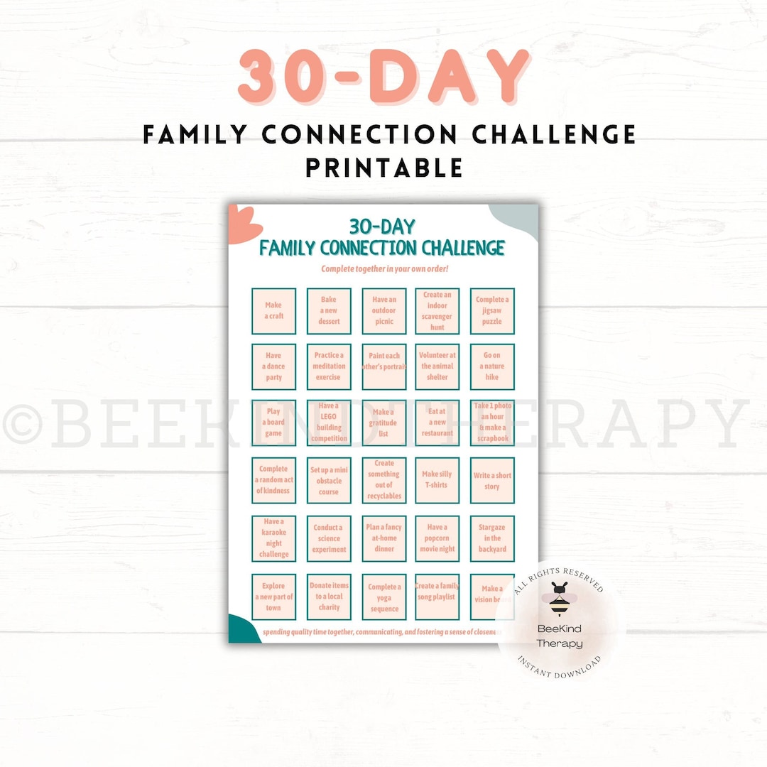 30 Day Family Connection Challenge, Family Calendar Printable, Family ...