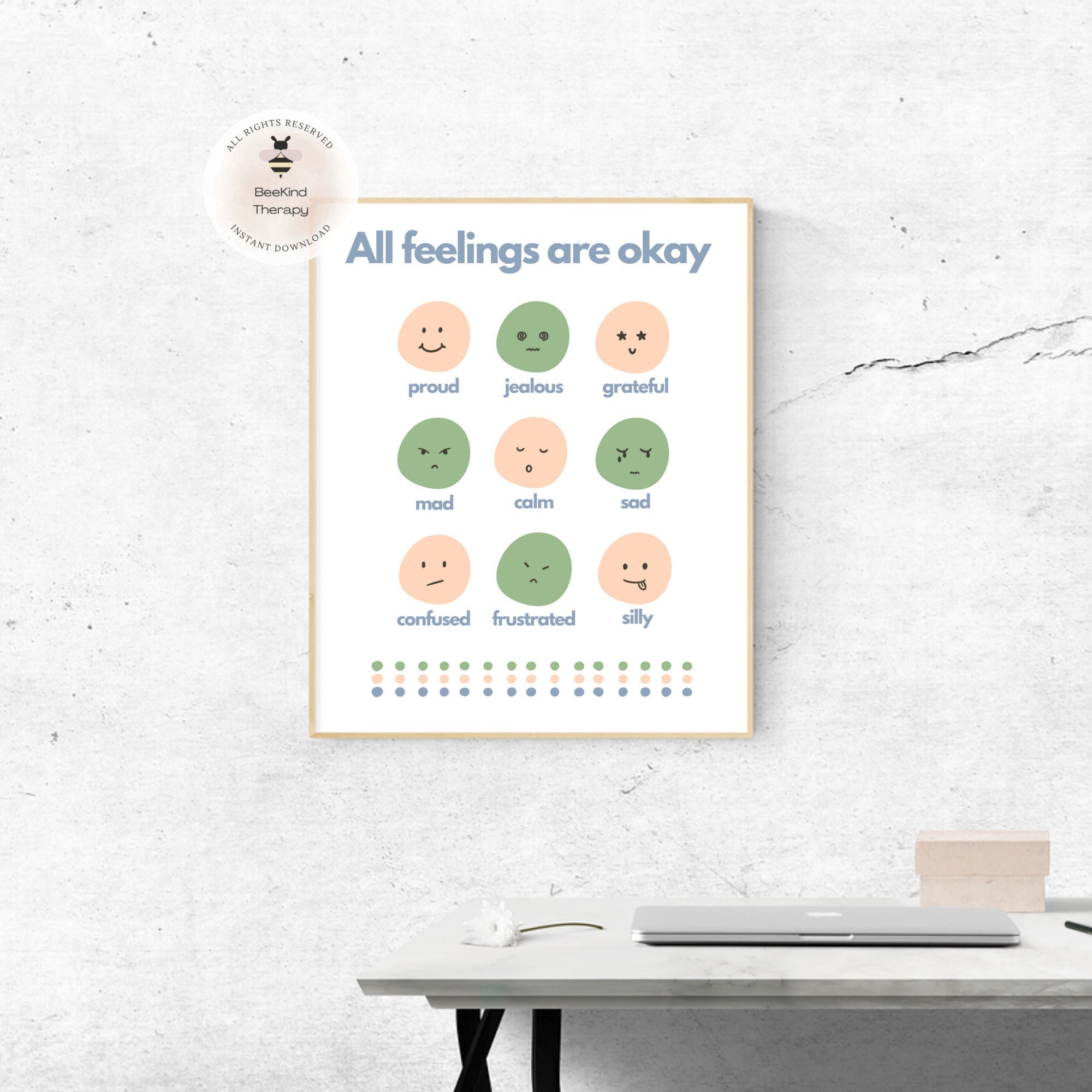Feelings Chart Poster Calm Down Corner Emotions Are Okay - Etsy