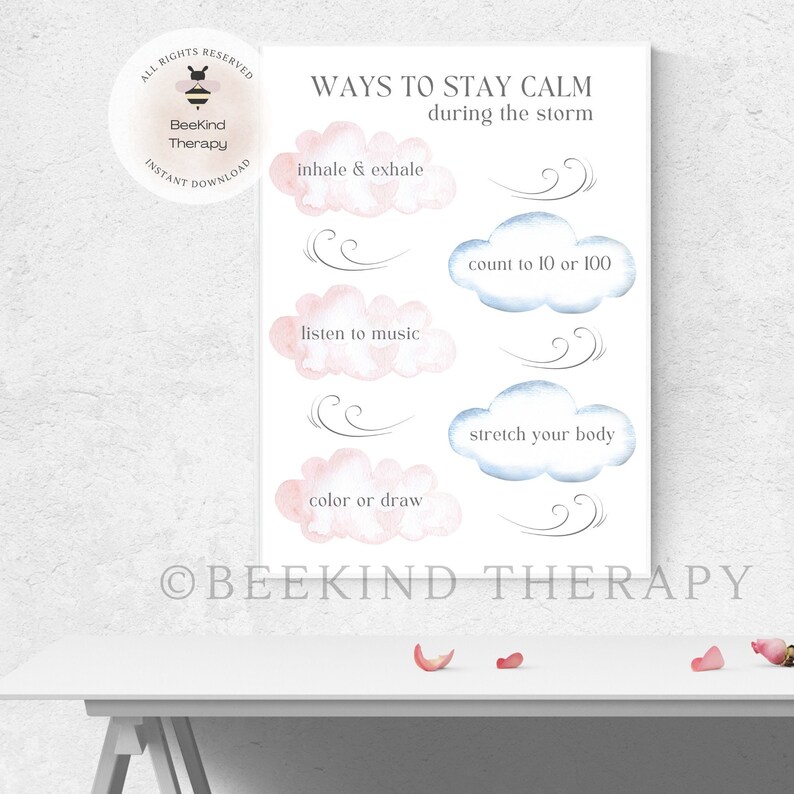 Calm Down Corner Poster: Coping Skills, Therapy Office Decor (digital ...