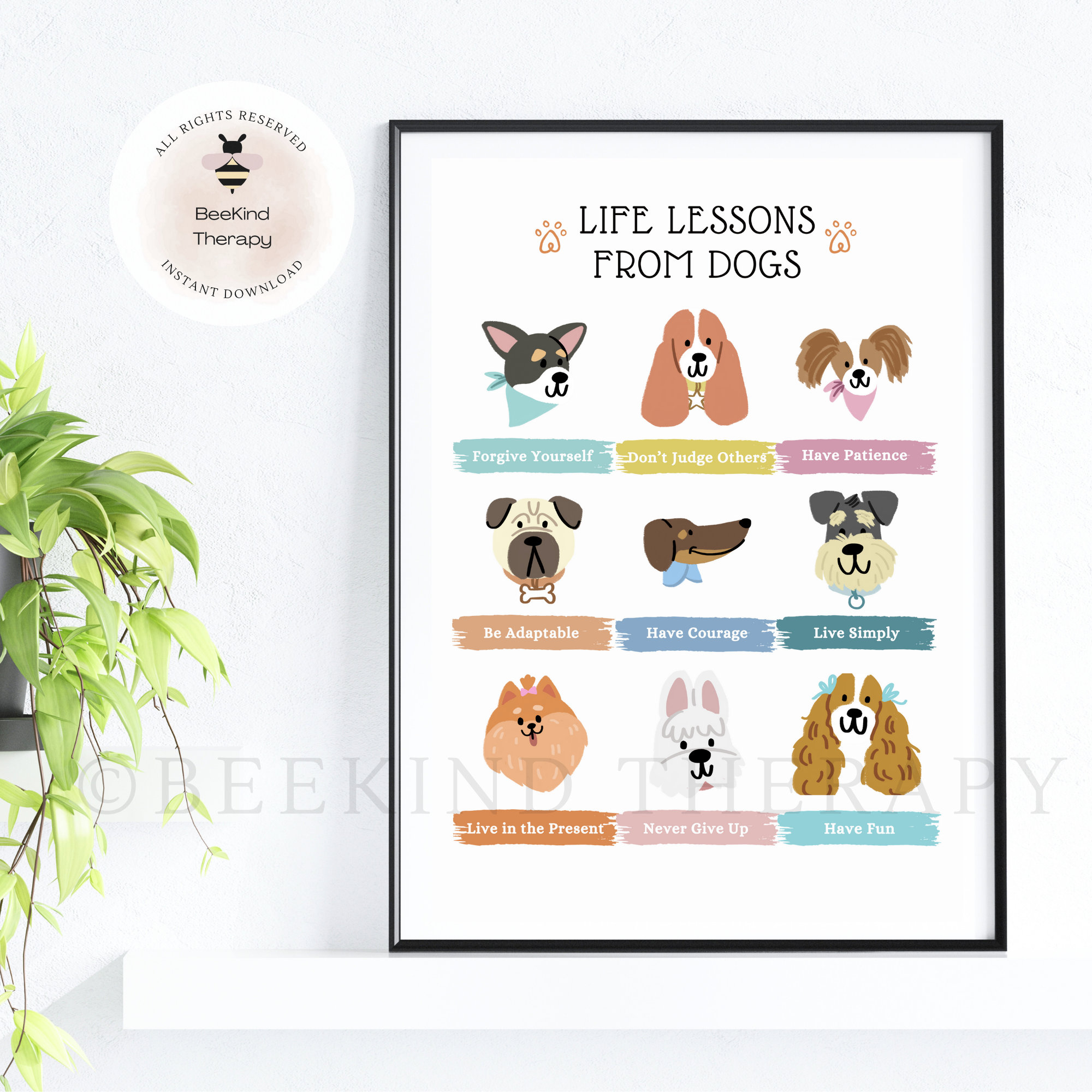Life Lessons From Dogs Poster: Positive Affirmations Print (digital ...