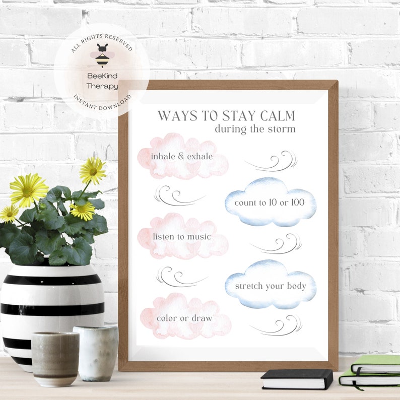 Calm Down Corner Poster: Coping Skills, Therapy Office Decor (digital ...