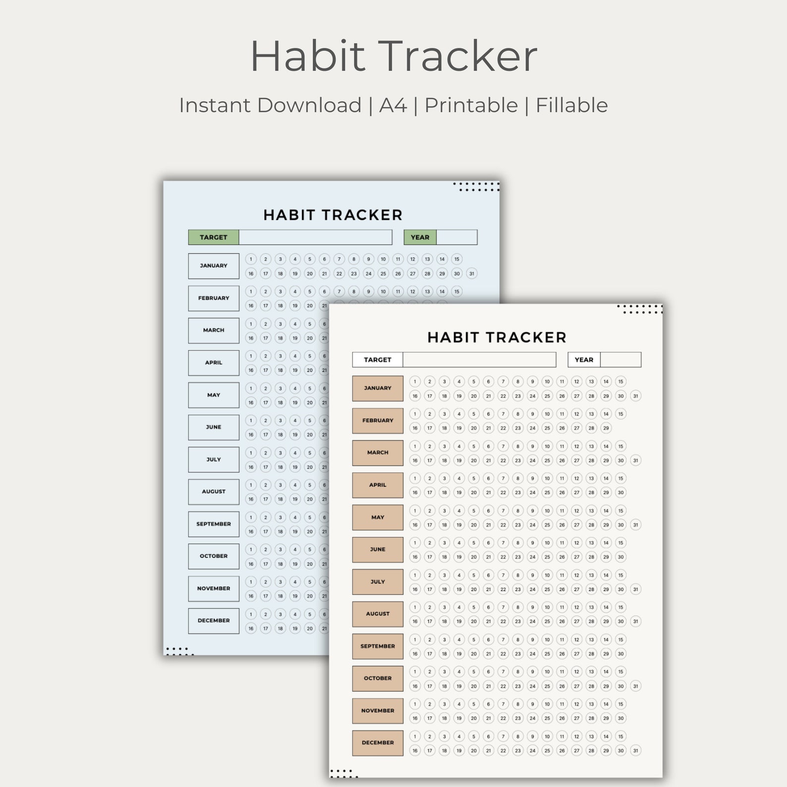Habit Tracker Printable Landscape, Habit Tracker Template, Routine ...