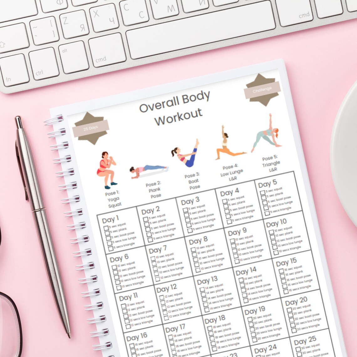 Overall Body Challenge 25 Day Challenge Body Builder Tracker Digital ...