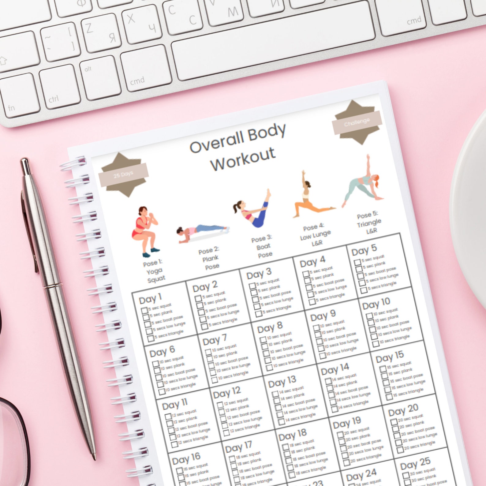 Overall Body Challenge 25 Day Challenge Body Builder Tracker Digital ...