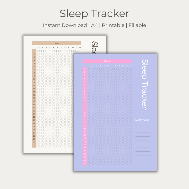 Sleep Tracker Printable, Monthly Sleep Tracker Planner Printable PDF ...