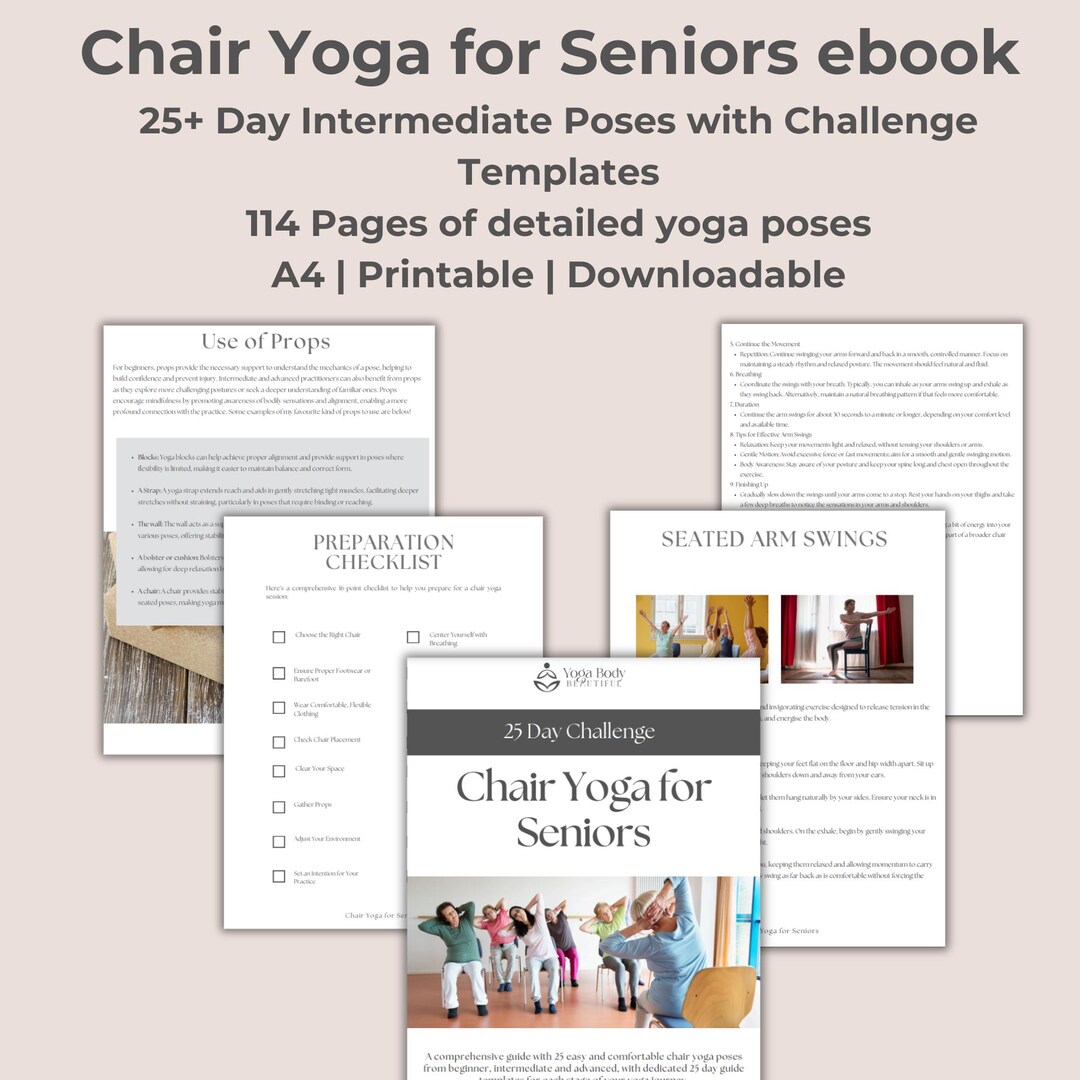 Intermediate Chair Yoga Seniors, Mini Yoga Ebook, Chair Yoga Ebook, 25 ...