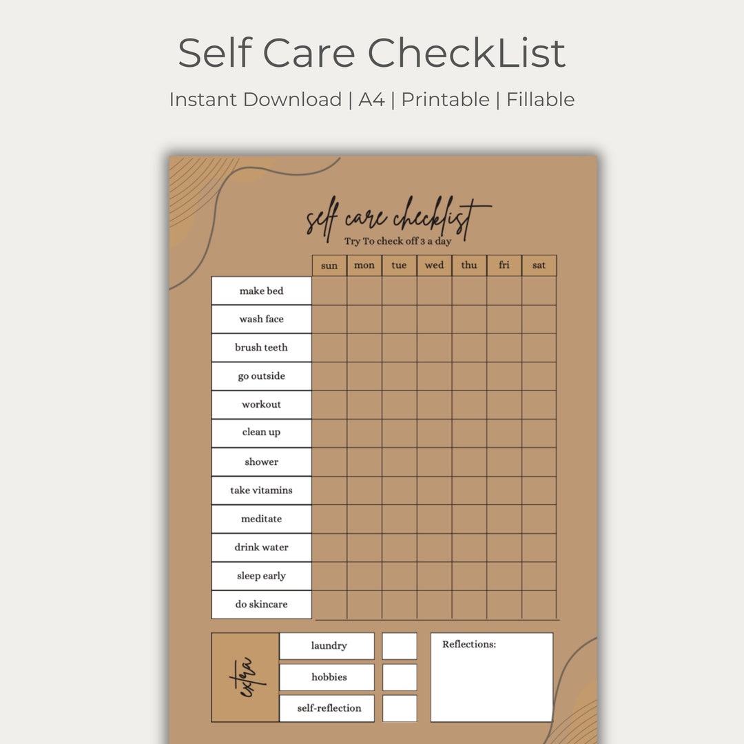Self Care Checklist, Self Care Workbook, Self Love, Burnout, Stress ...