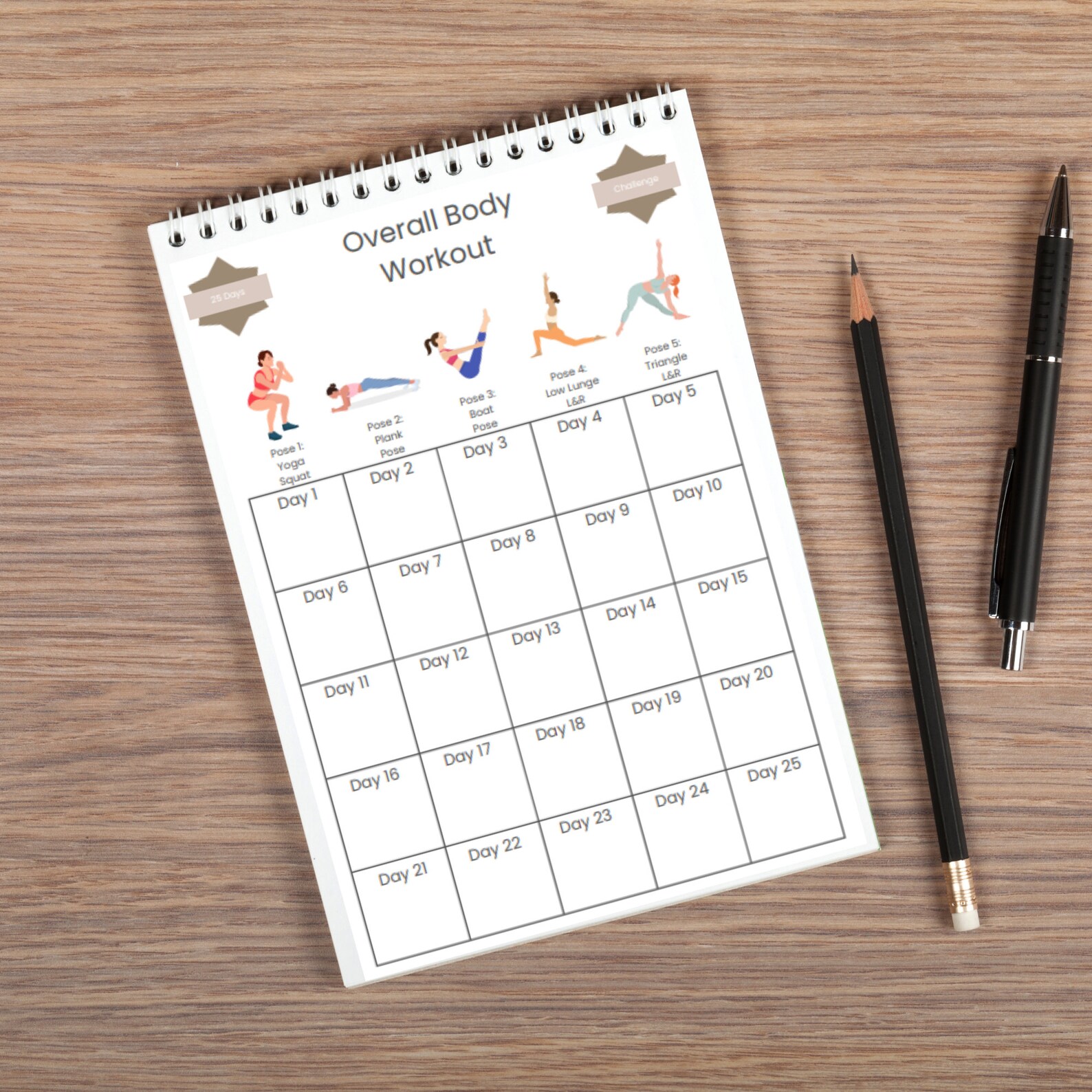 Overall Body Challenge 25 Day Challenge Body Builder Tracker Digital ...