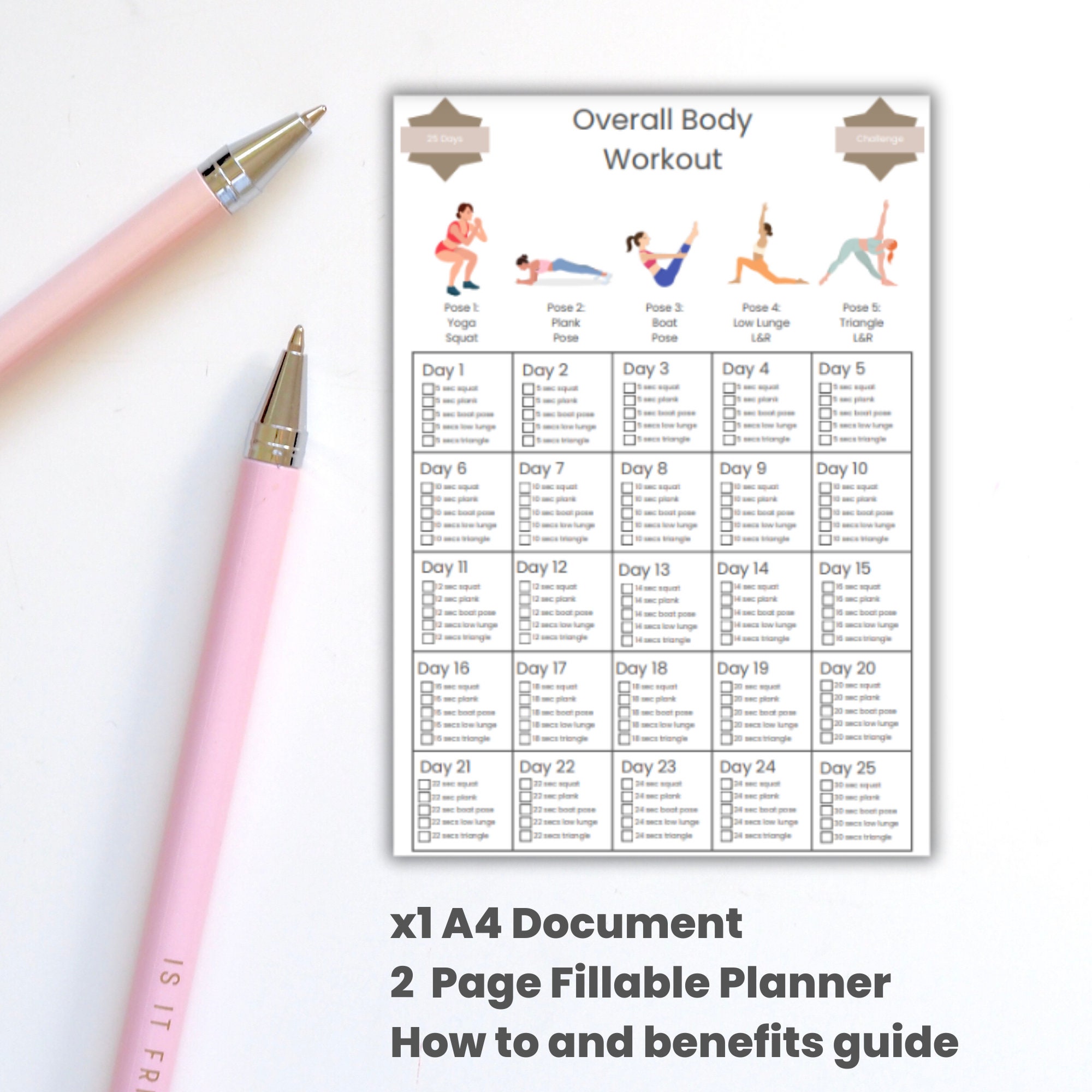 Overall Body Challenge 25 Day Challenge Body Builder Tracker Digital ...