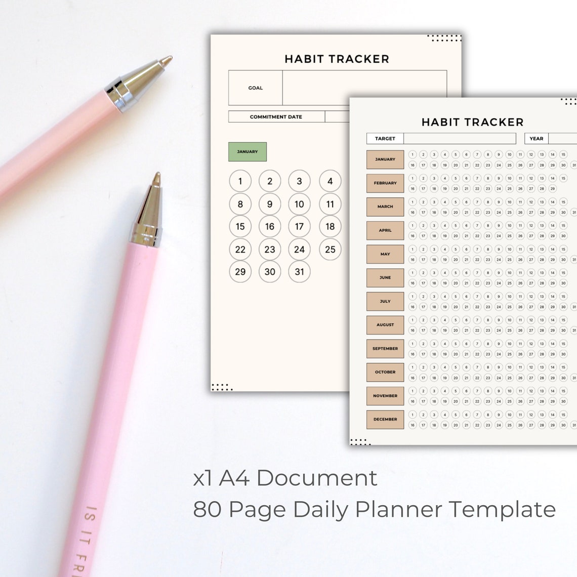 Habit Tracker Printable Landscape, Habit Tracker Template, Routine ...