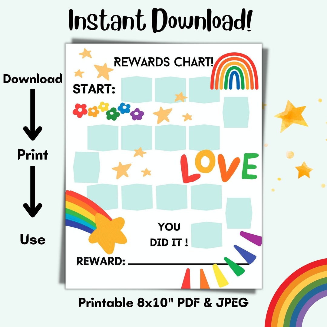 Happy Reward Chart, Kids Rewards Chart, Printable Rewards Chart, Girls ...