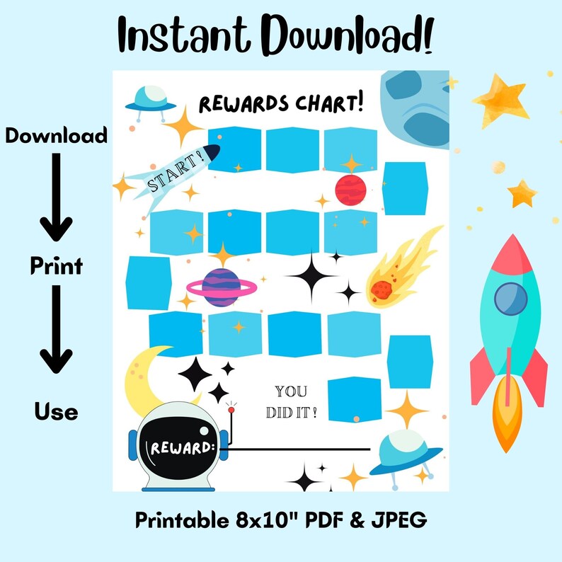 Space Reward Chart Kids Rewards Chart Printable Rewards - Etsy