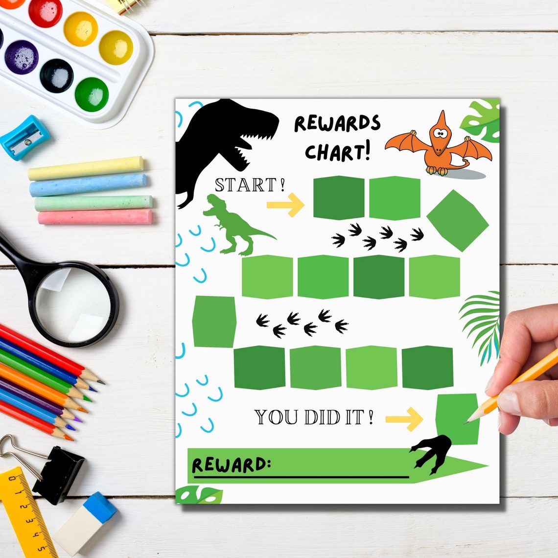 Dinosaur Reward Chart Kids Rewards Chart Printable Rewards - Etsy