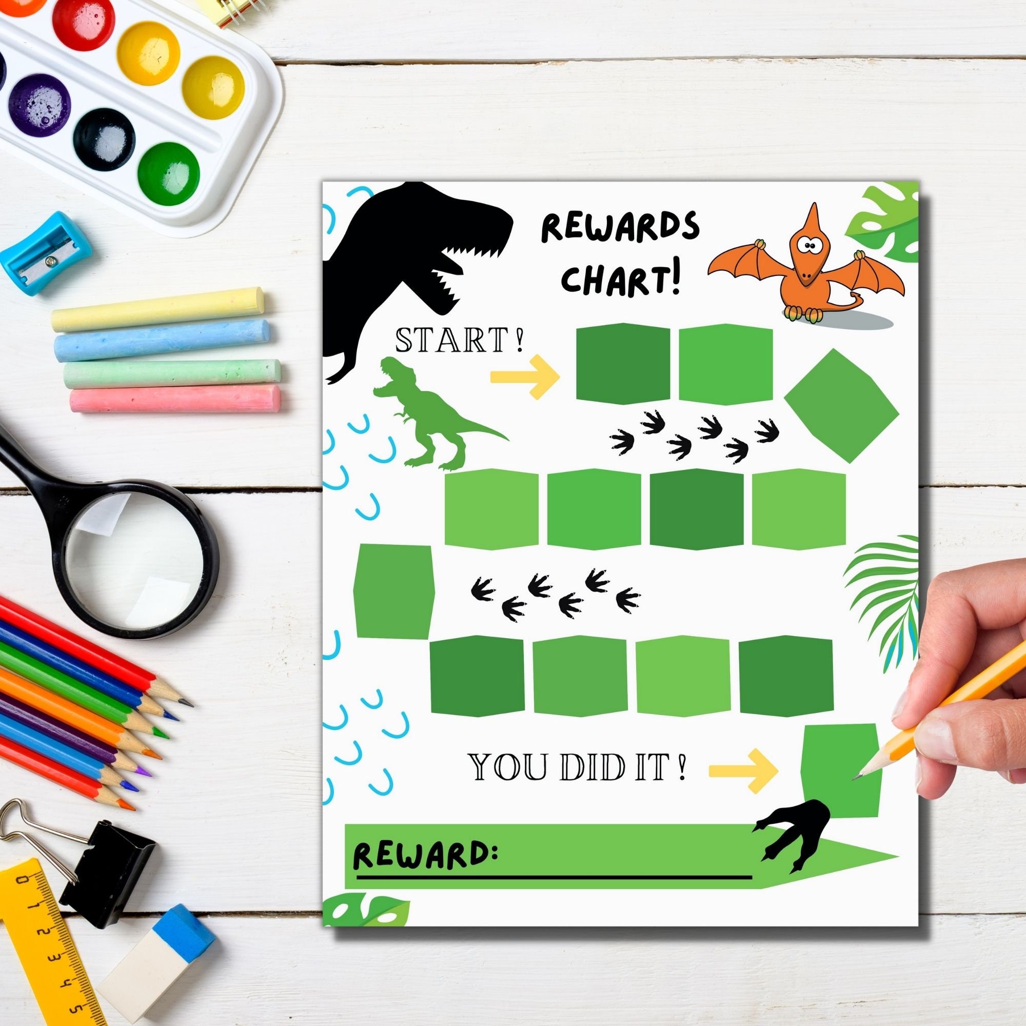 Dinosaur Reward Chart Kids Rewards Chart Printable Rewards - Etsy