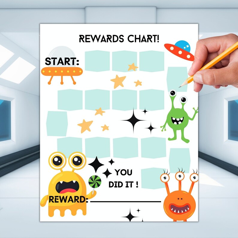 Alien Reward Chart, Kids Rewards Chart, Printable Rewards Chart, Girls ...