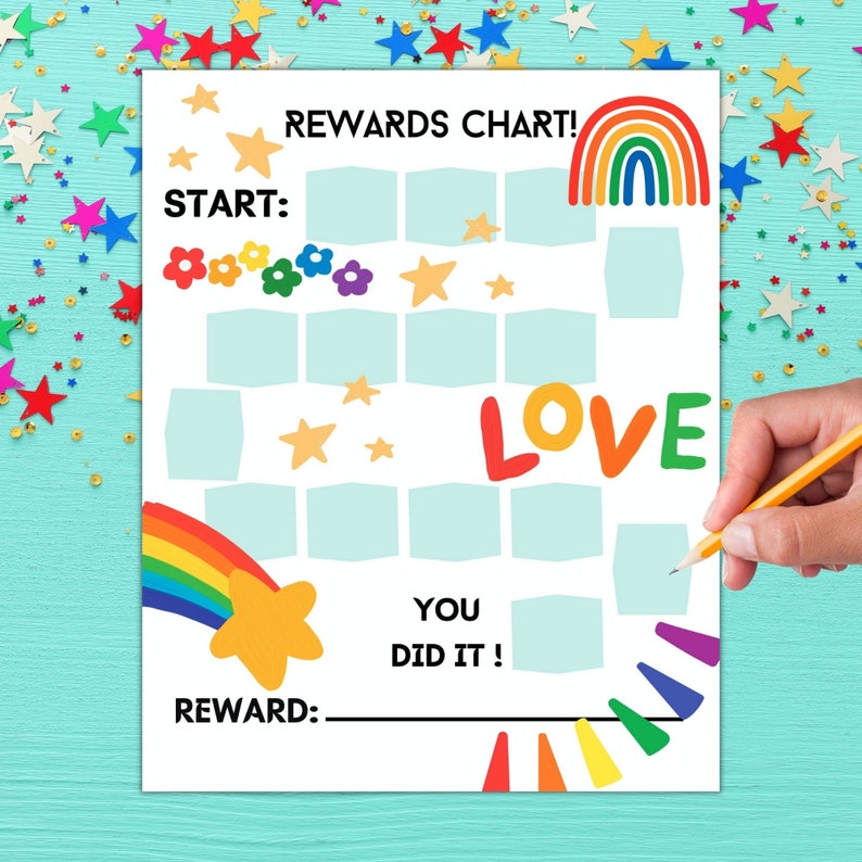 Happy Reward Chart, Kids Rewards Chart, Printable Rewards Chart, Girls ...