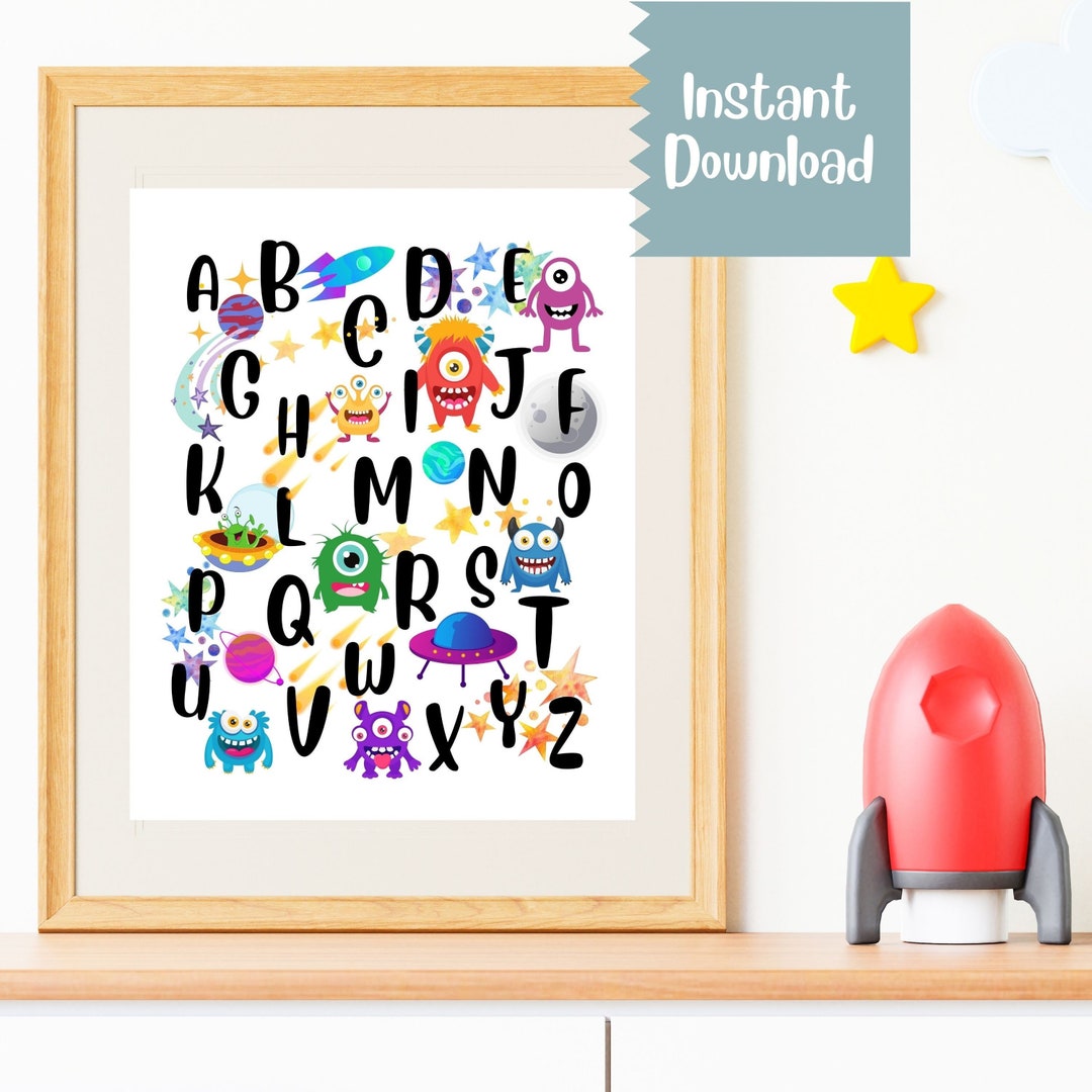Alphabet Poster, PRINTABLE Wall Art, Nursery Decor, Kids Room Decor ...