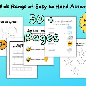 Printable Tracing Worksheet Bundle Alphabet Number Letter Color Shape ...