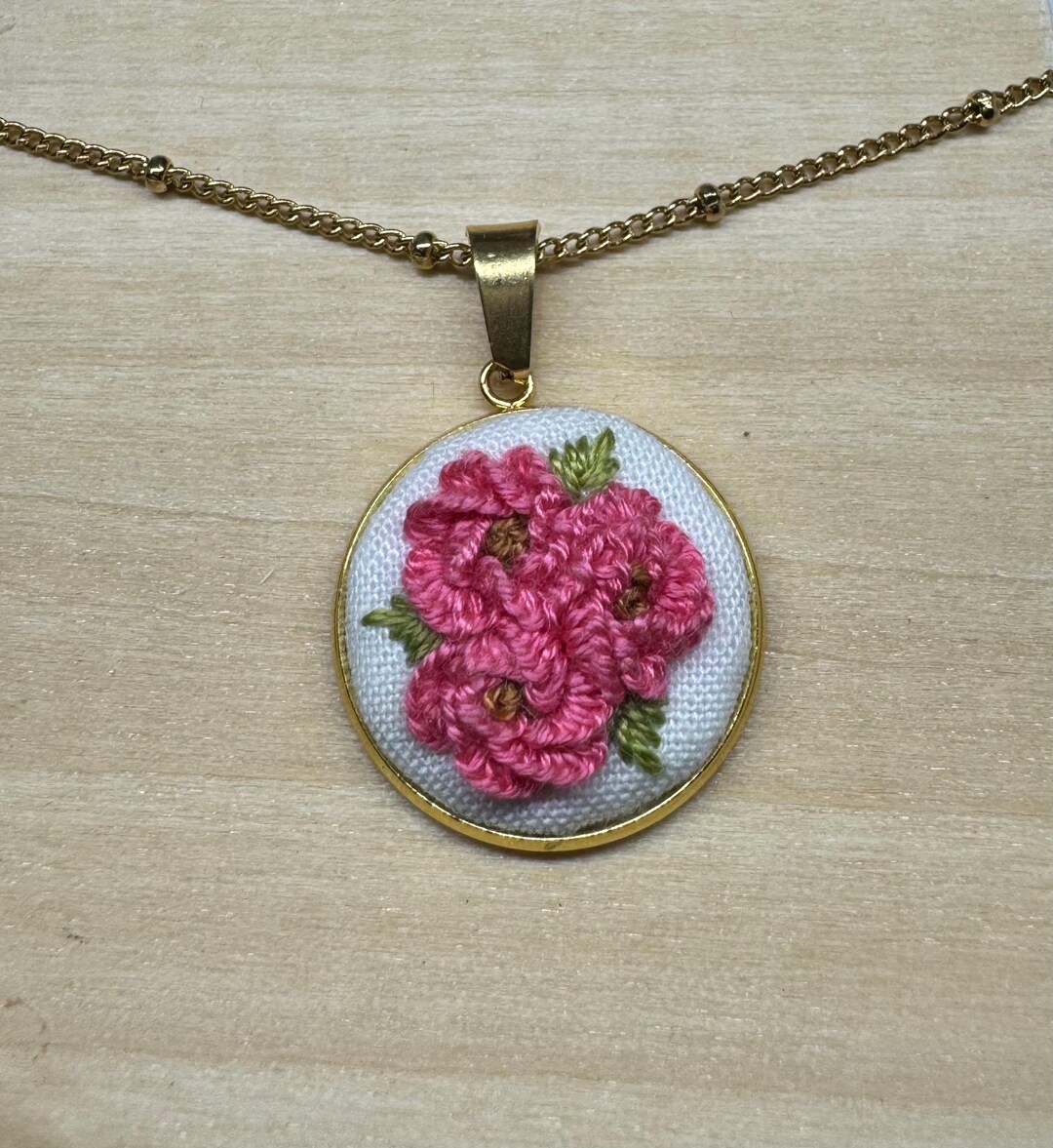 Hot Pink Embroidered Roses Bouquet - Etsy