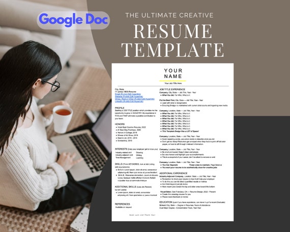 Creative Resume Template Editable Google Doc on Cloud - Etsy