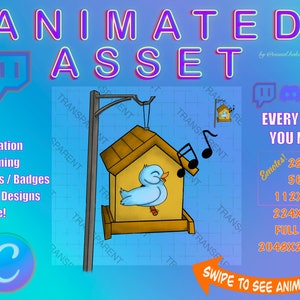 Cute Singing Bird Design, Animated Emote, Bird, Twitch Emote, Animated ...