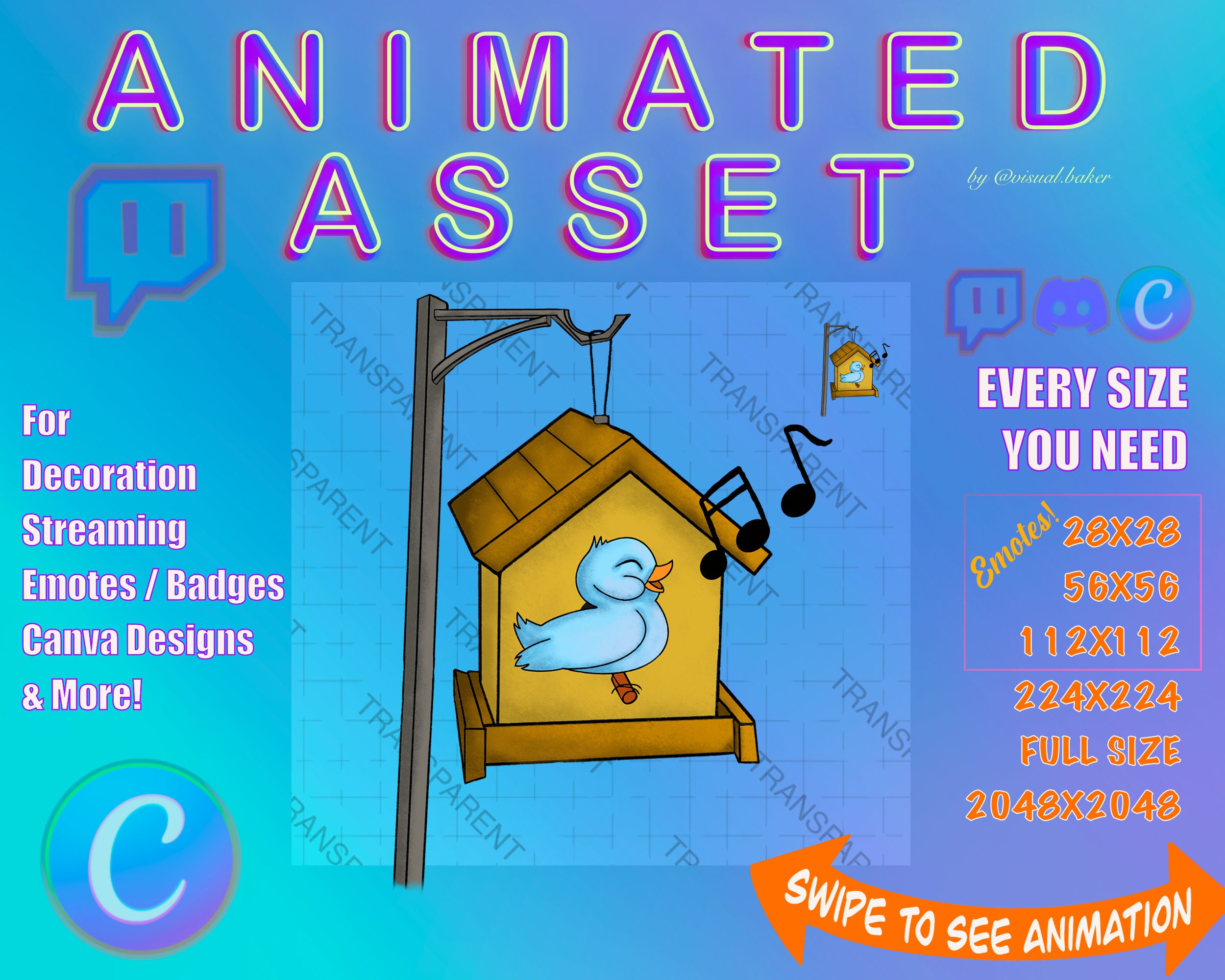 Cute Singing Bird Design, Animated Emote, Bird, Twitch Emote, Animated ...