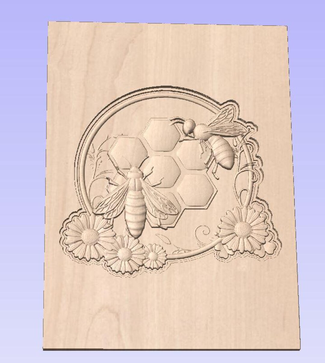 Digital CNC File Bees Honeycomb With Flowers Round Panel 3D Wood Custom ...