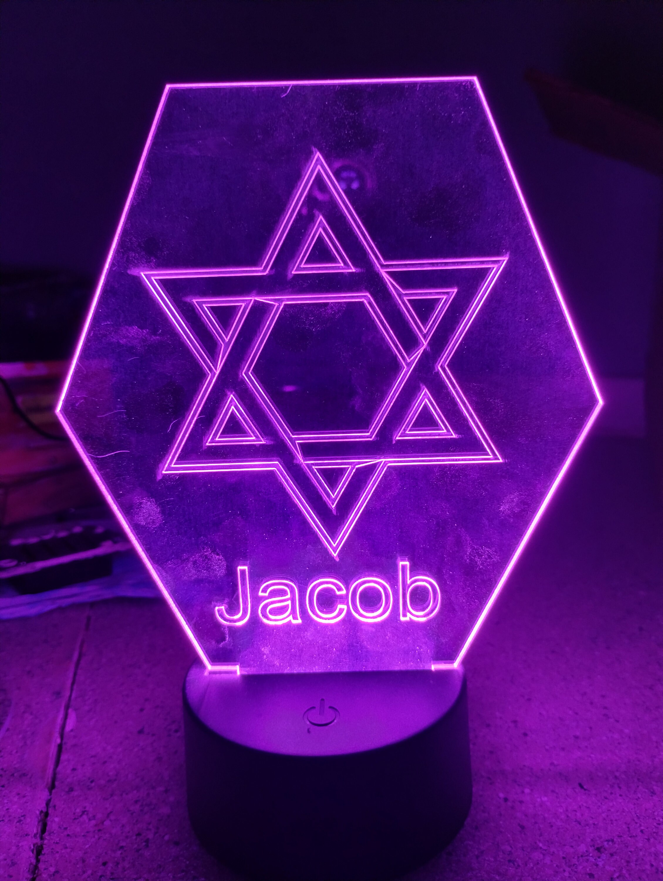 Personalized LED 3D Star of David Hanukkah Night Light Acrylic Figures ...