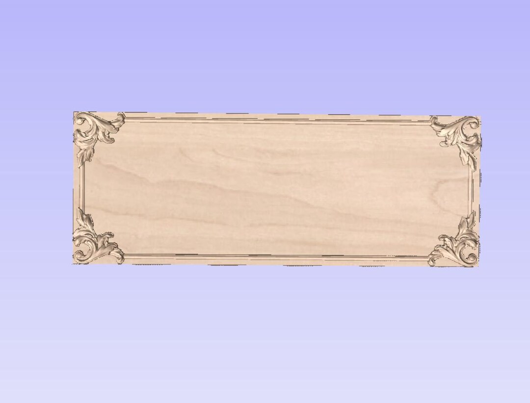 Digital CNC File Thin Rectangle Frame Ornate Design Corners 3D Wood ...