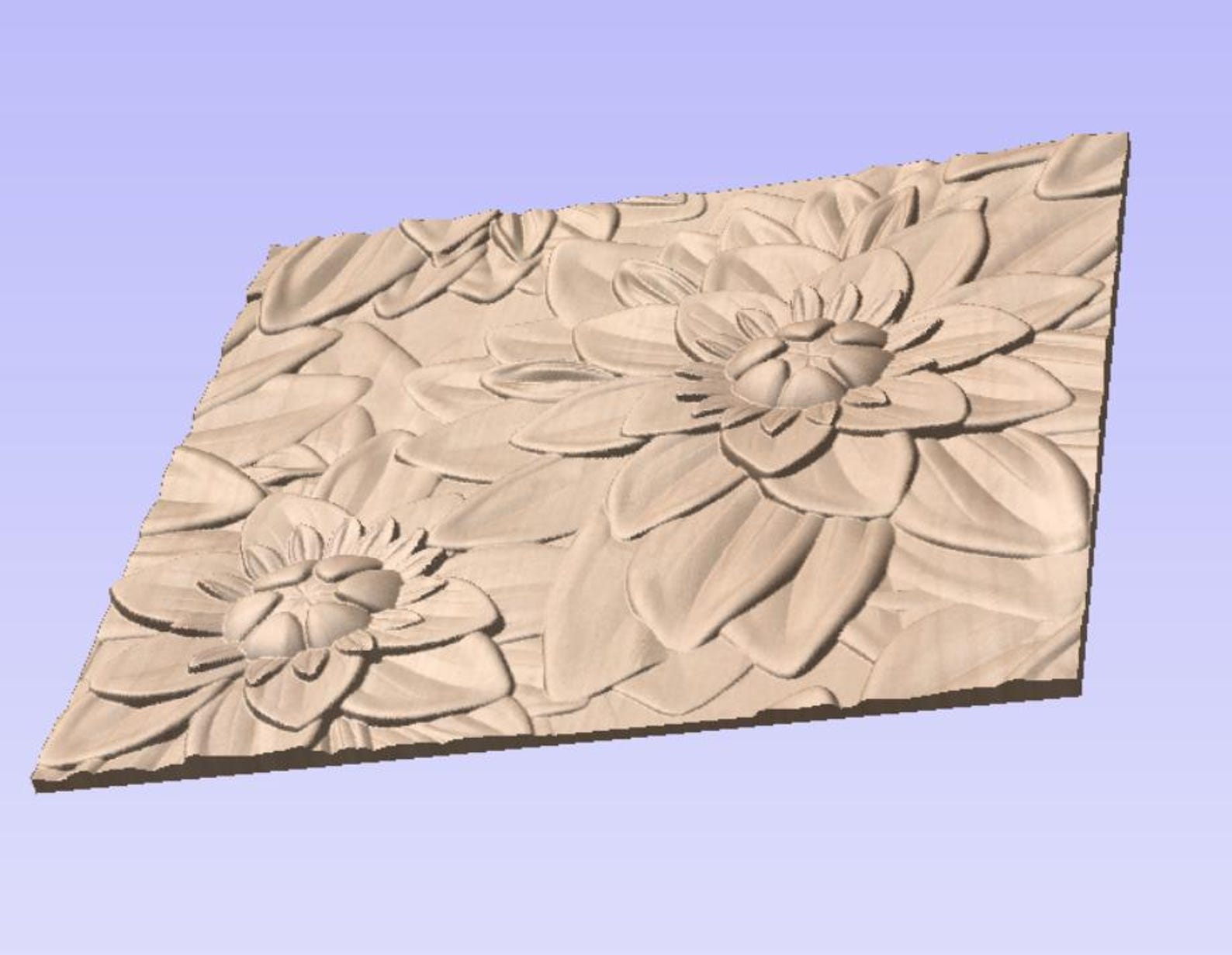 Digital CNC File Floral Big Flowers Pointed Petals Square Panel 3D Wood ...
