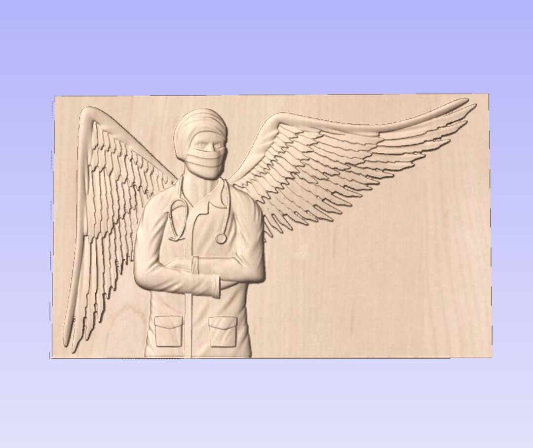 Digital CNC File Angel Wings Guardian Surgeon Christian Doctor 3D Wood ...