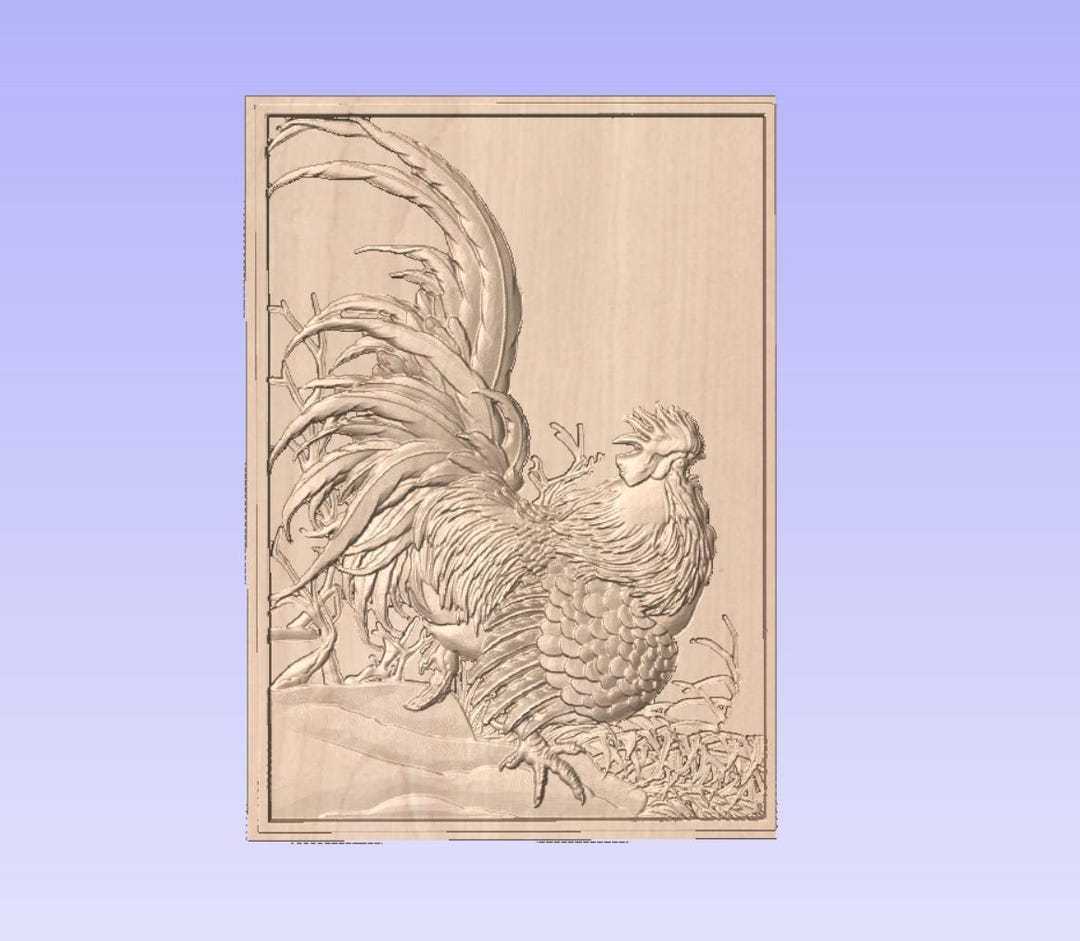 Digital CNC File Rooster Farmhouse Crowing Chicken Farm Panel 3D Wood ...